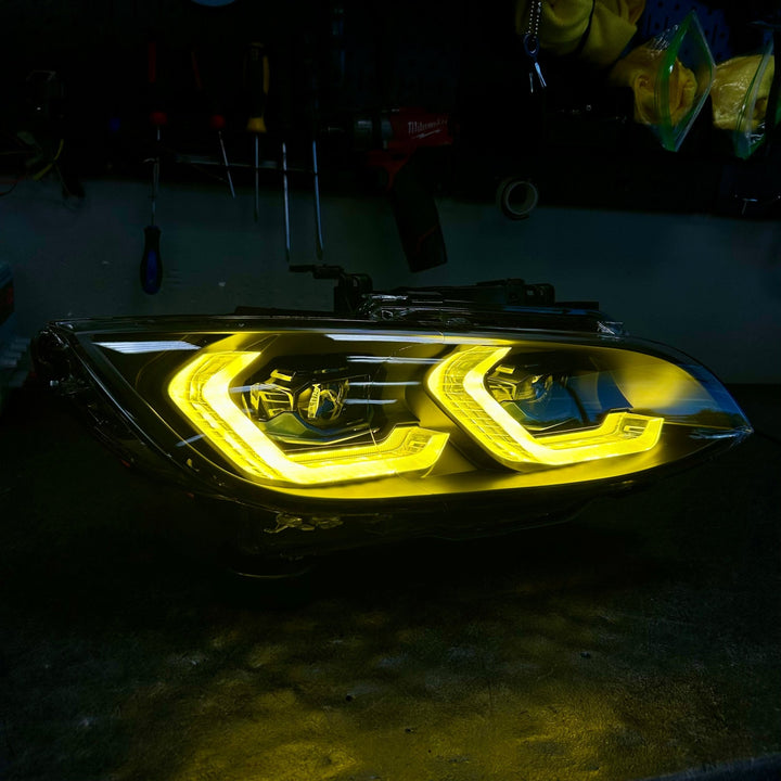BMW E9X E90 E92 M3 & E92 Coupe Laser Style LED Headlights CSL Yellow/W ...