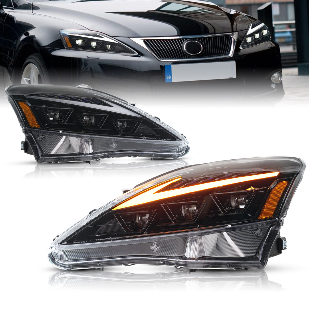 SEQUENTIAL HEADLIGHT WITH CLEAR REFLECTORS for LEXUS IS250 – Bayoptiks