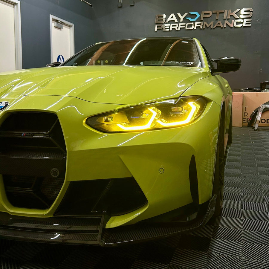 2021+ BMW G80 M3/M4 & G22 Dual Color CSL Yellow/White Laser Headlights ...