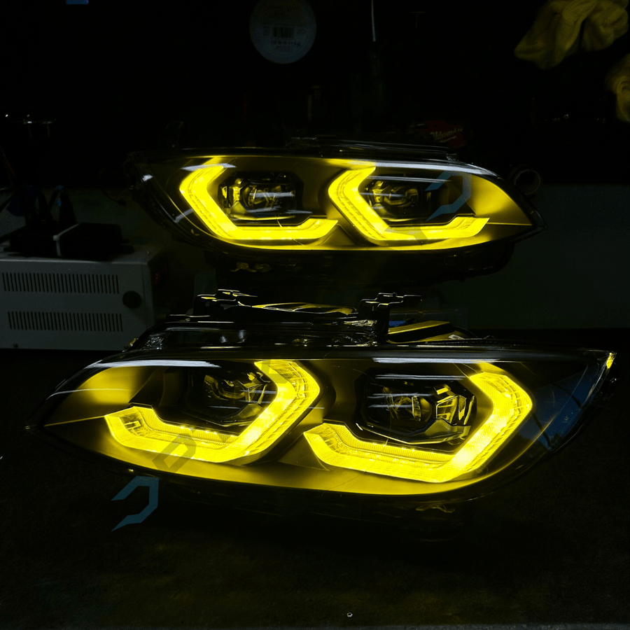 BMW E9X E90 E92 M3 & E92 Coupe Laser Style LED Headlights CSL Yellow/W – Bayoptiks