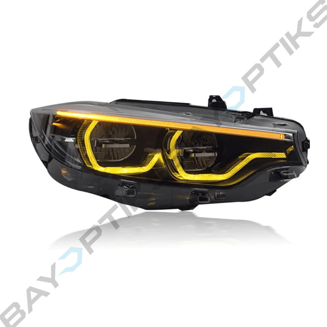 F8X F80 M3 F82 M4 & F32 Coupe LCI2 Ikon Style Headlights CSL Yellow/Wh ...