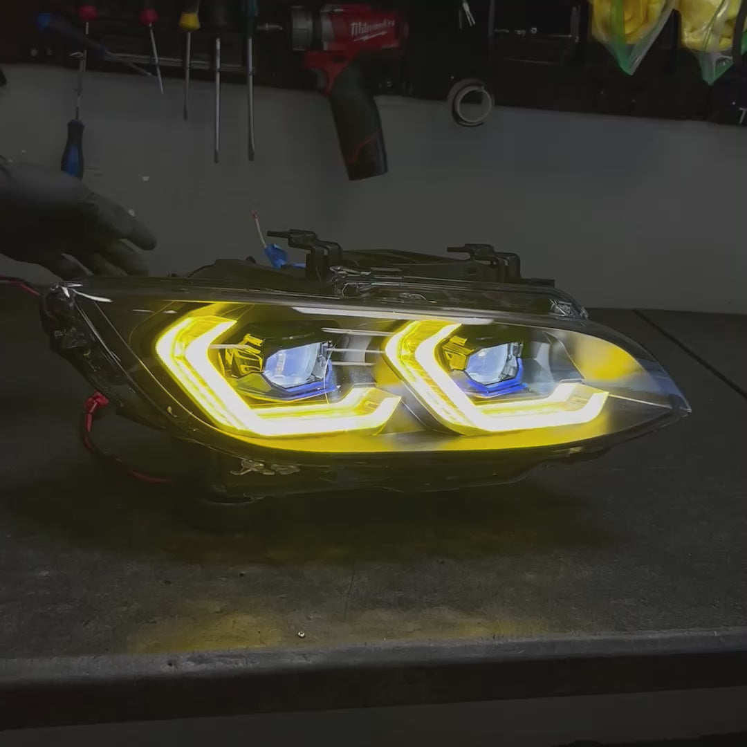 BMW E9X E90 E92 M3 & E92 Coupe Laser Style LED Headlights CSL Yellow/W ...